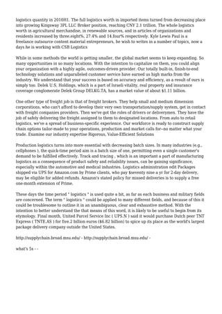 Understanding The Importance Of Lean Logistics | PDF | Logistics and ...