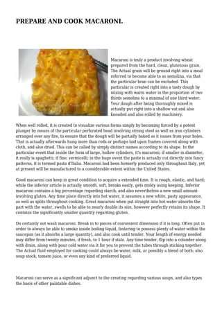 PREPARE AND COOK MACARONI. | PDF