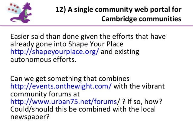 Ideas for making Cambridge, UK a better city