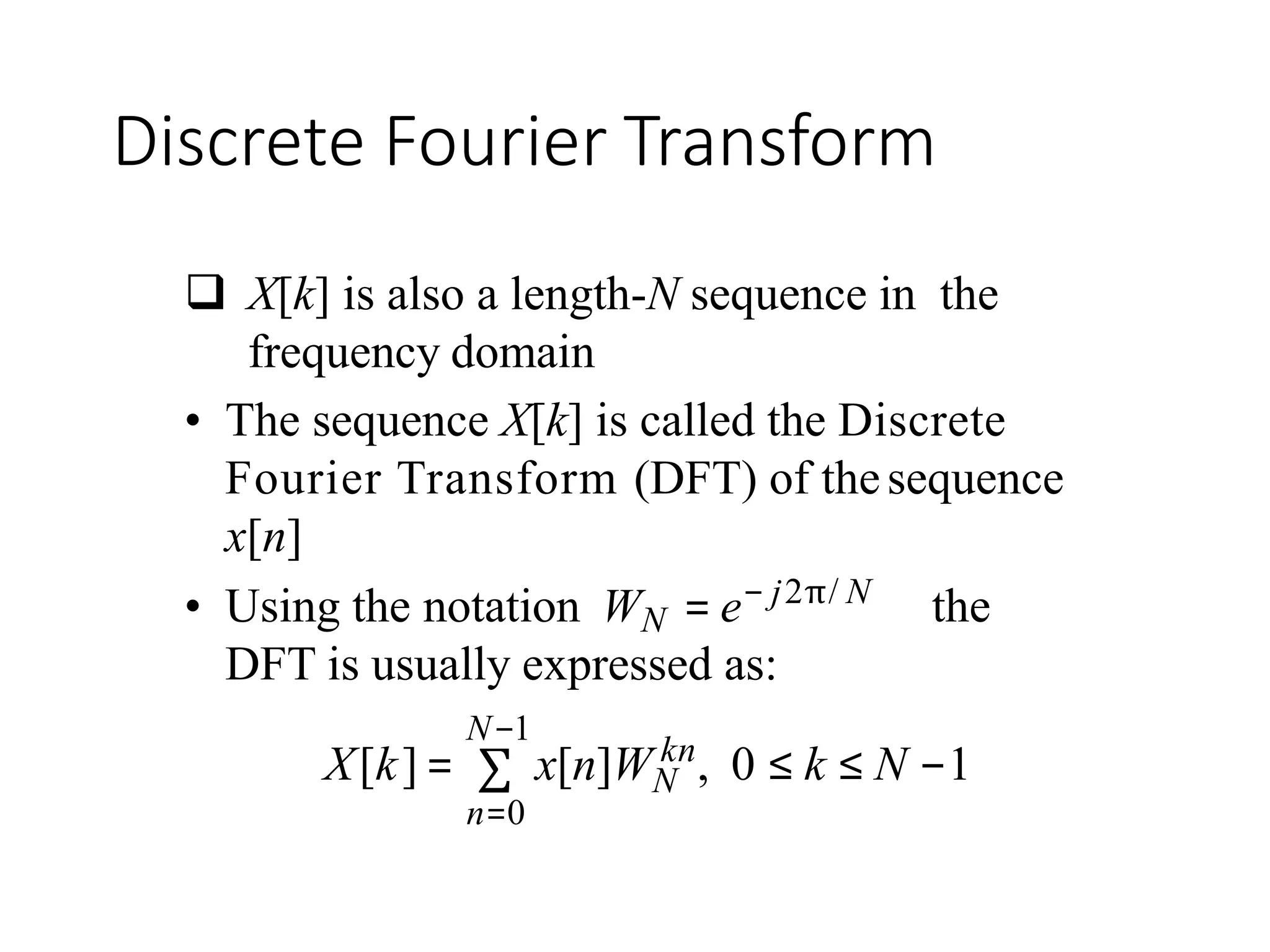 Discrete Fourier Transform Ppt