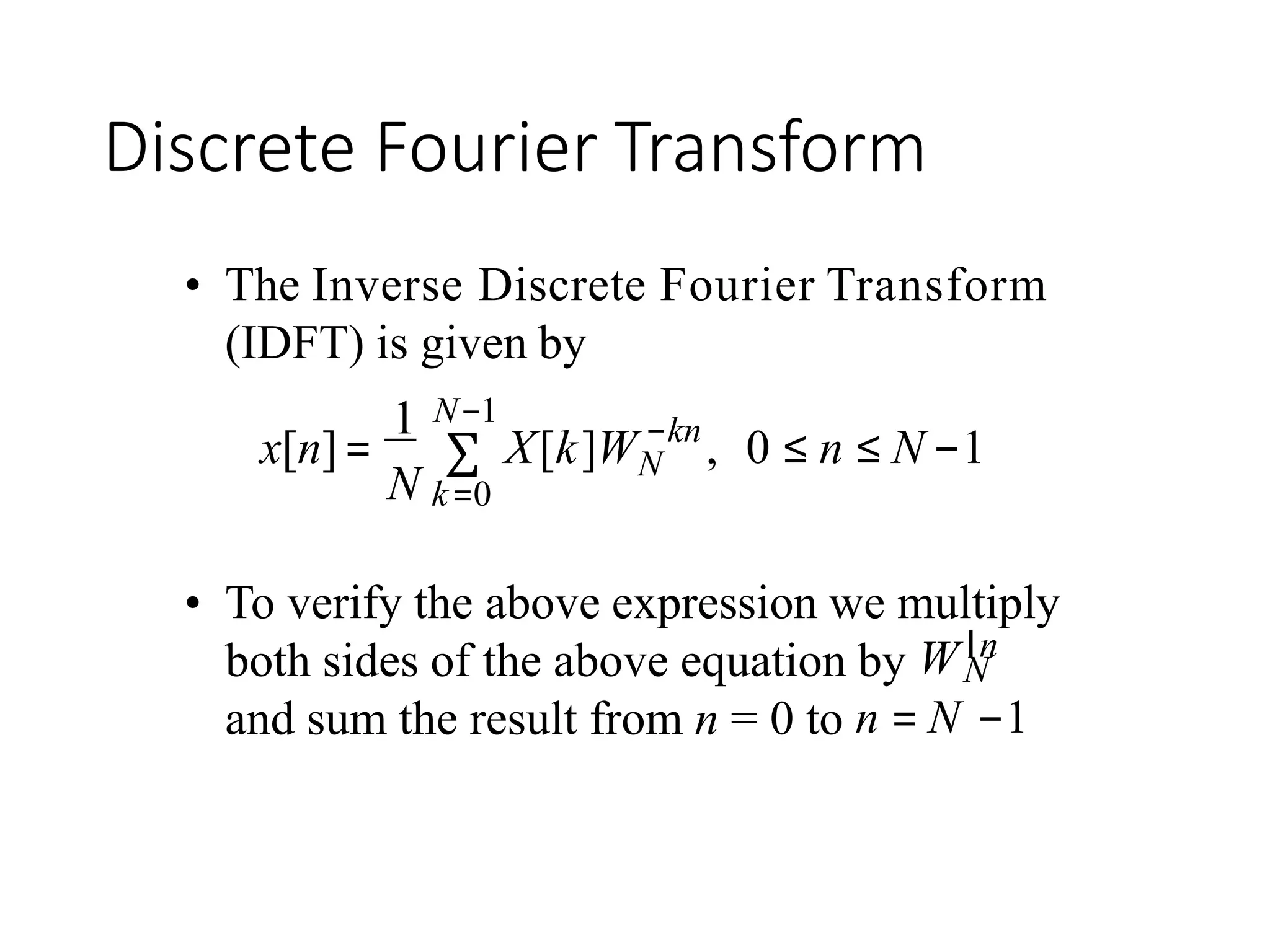 Discrete Fourier Transform Ppt
