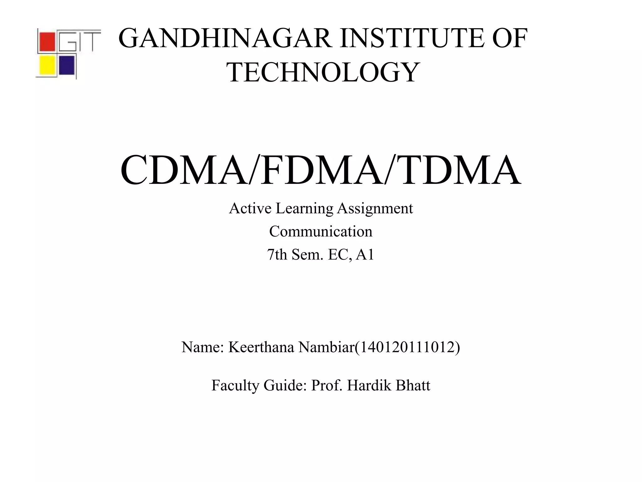 TDMA, FDMA, CDMA | PPT