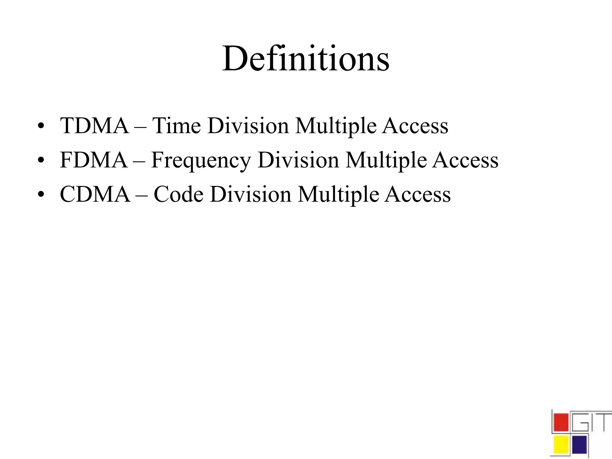 TDMA, FDMA, CDMA | PPT