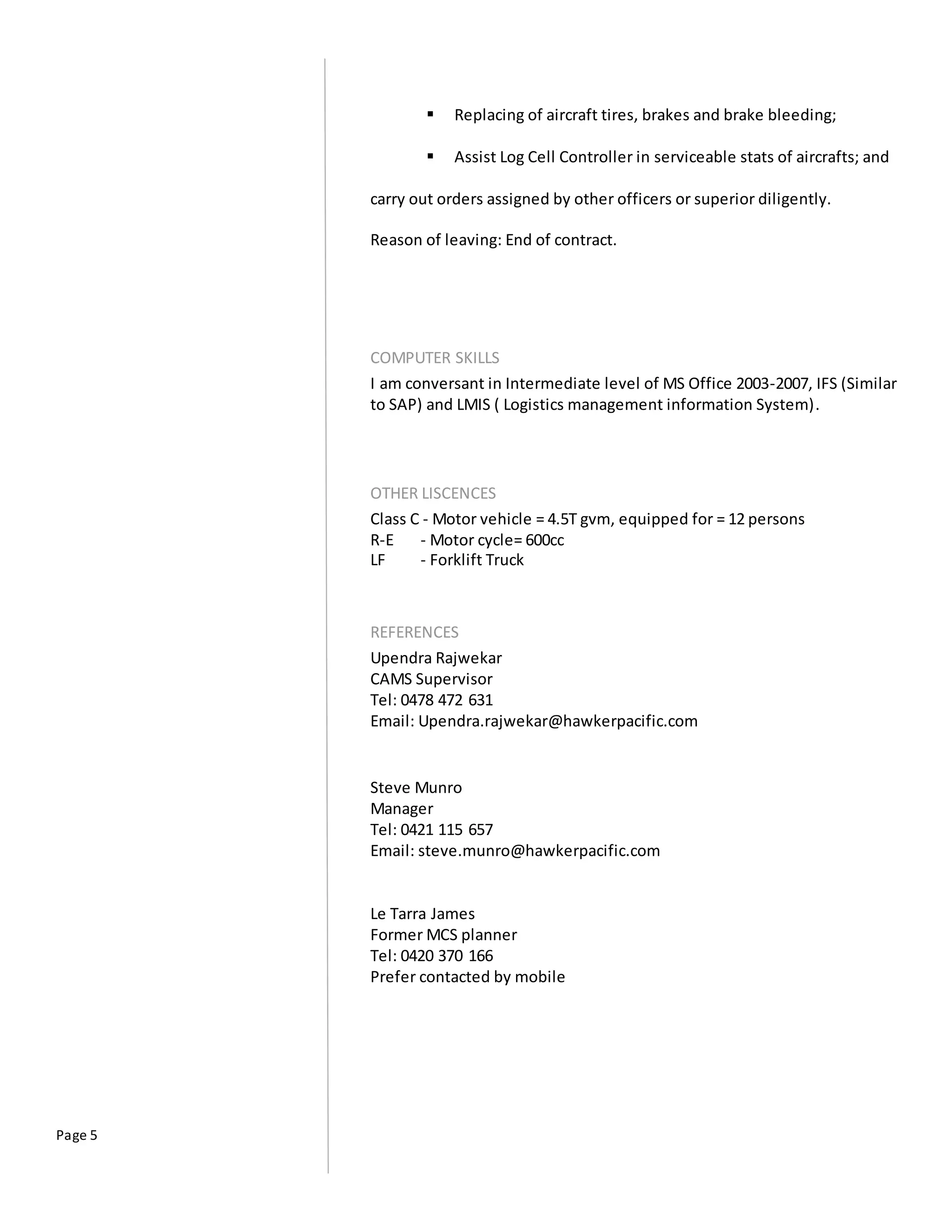 Sean Resume 2014 (updated) | DOCX | Air Travel | Travel Type