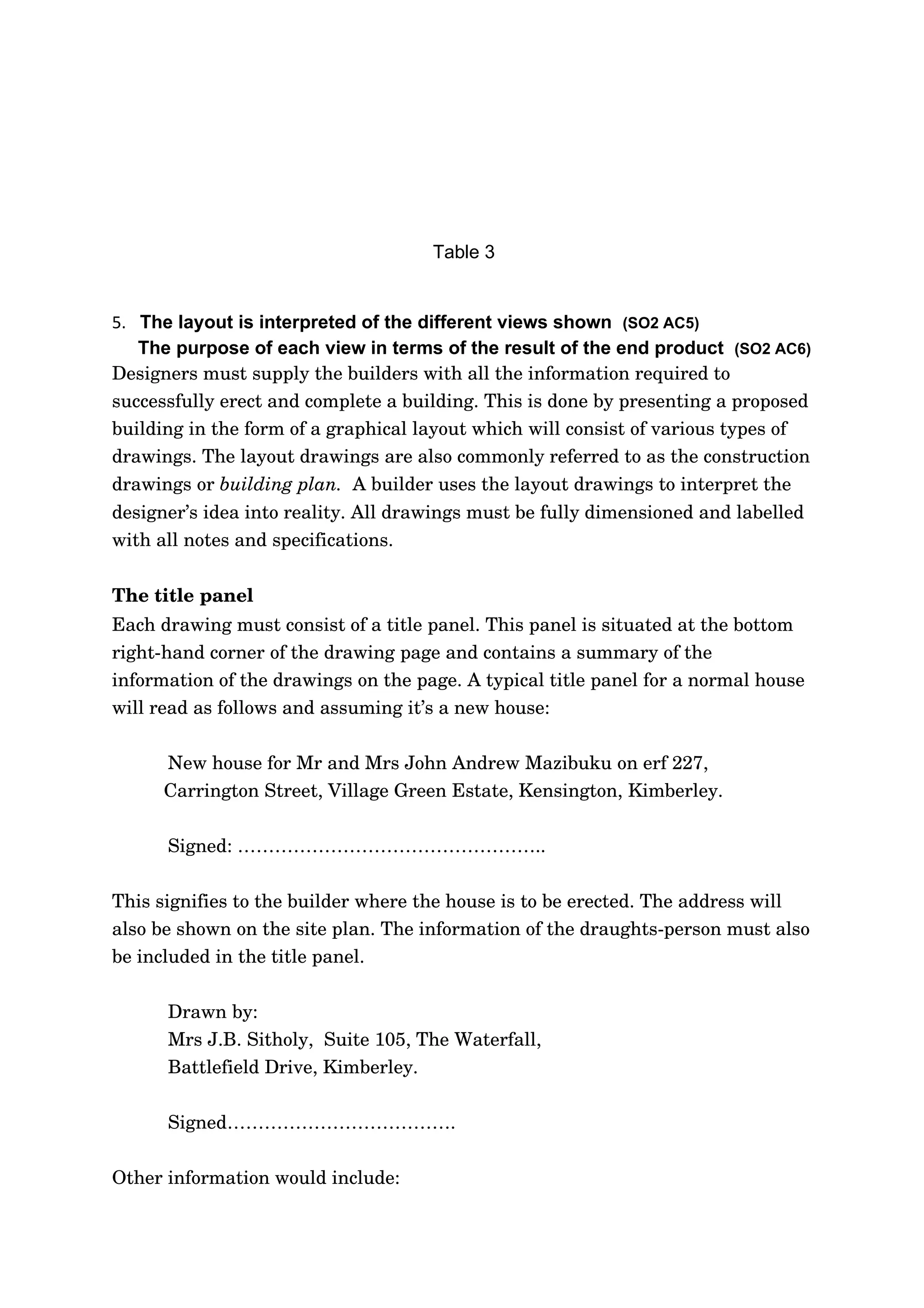 Read and Interpret Construction Drawings & specifications | DOC