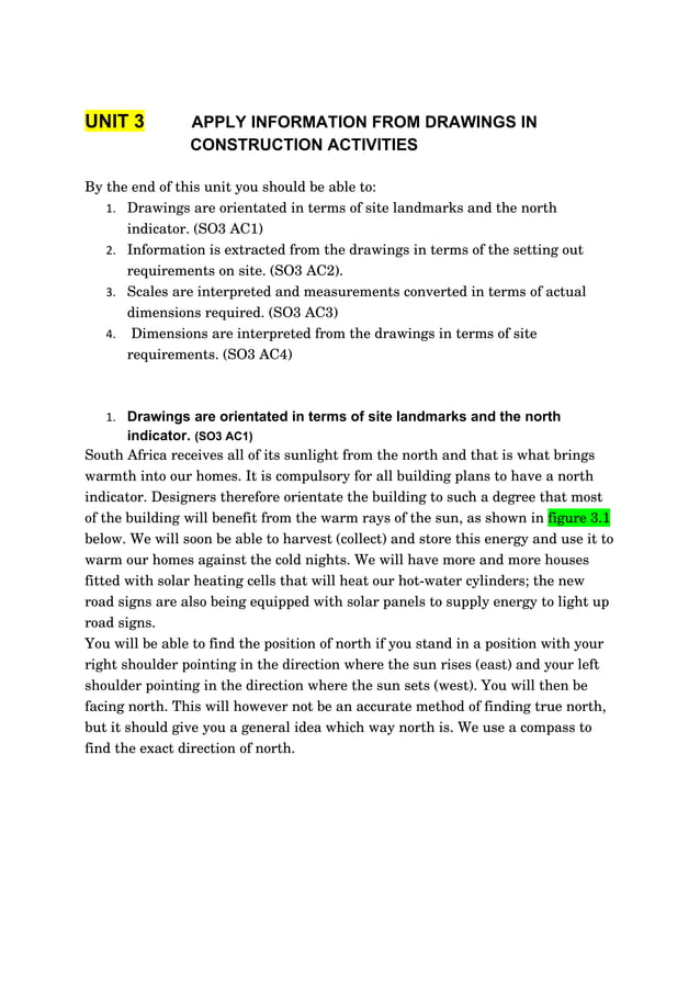 Read and Interpret Construction Drawings & specifications | DOC