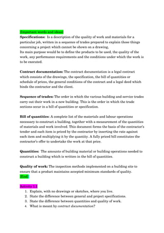 Read and Interpret Construction Drawings & specifications | DOC