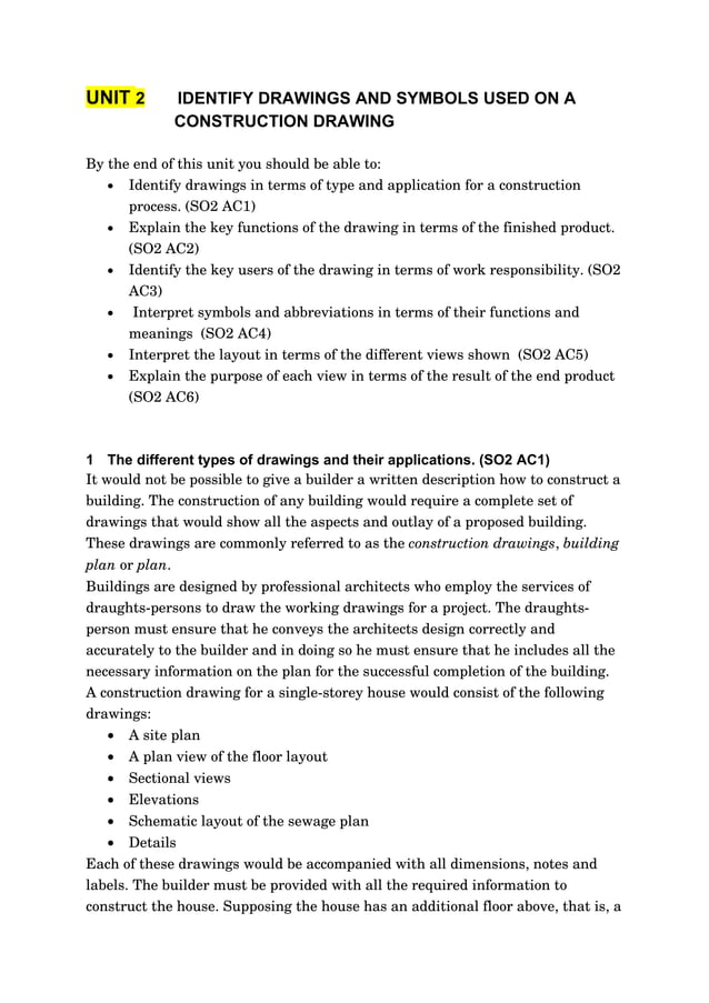 Read and Interpret Construction Drawings & specifications | DOC