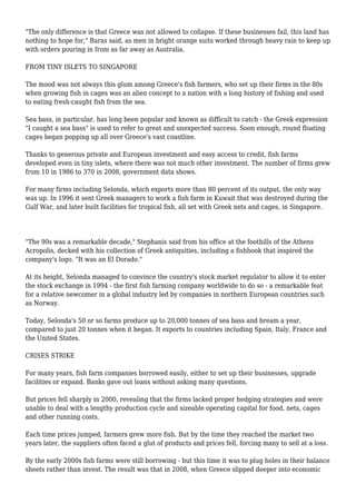 Insight: In Greece, fish farms a testing ground for economic revival | PDF