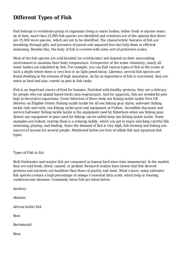 Different Types of Fish