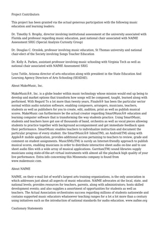 MakeMusic, Inc. Provides Vital Web Resource for Music Education | PDF