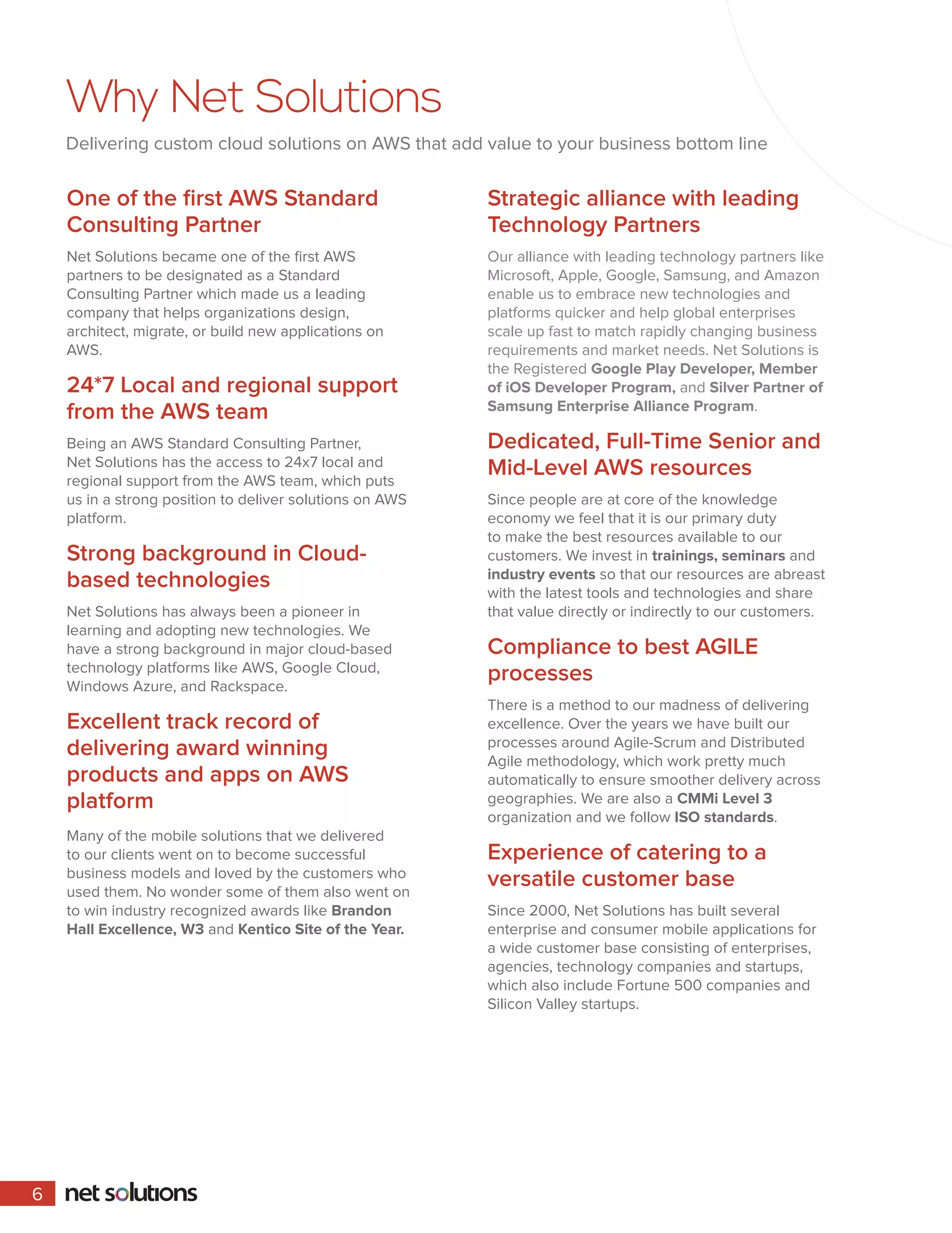 Net Solutions AWS Brochure | PDF