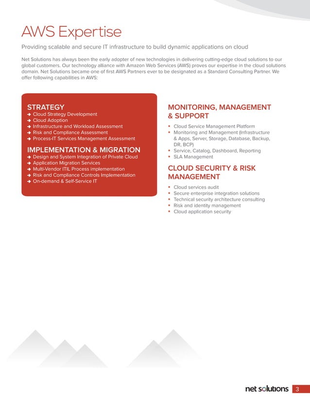 Net Solutions AWS Brochure | PDF | Cloud Computing | Internet