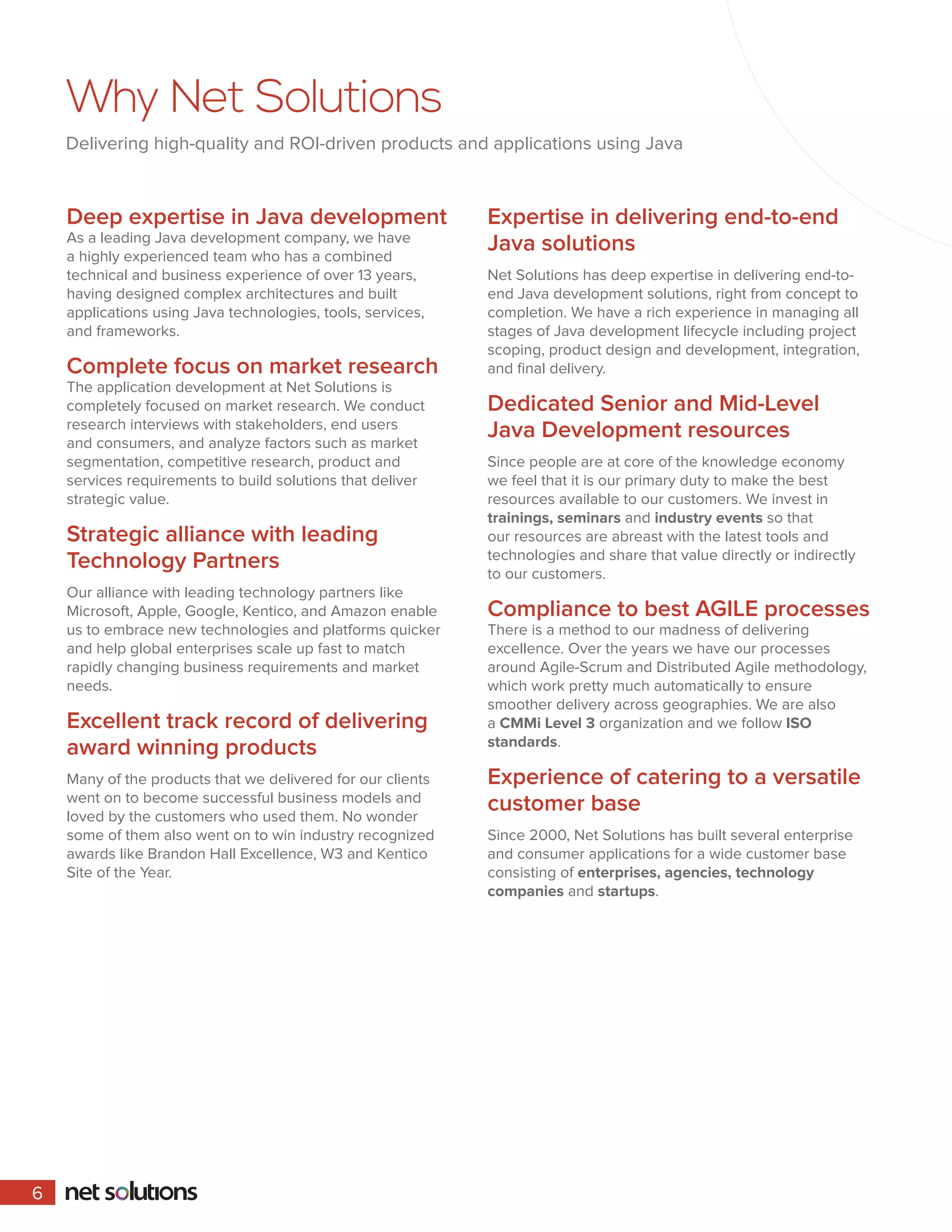 Net Solutions JAVA Development Brochure | PDF