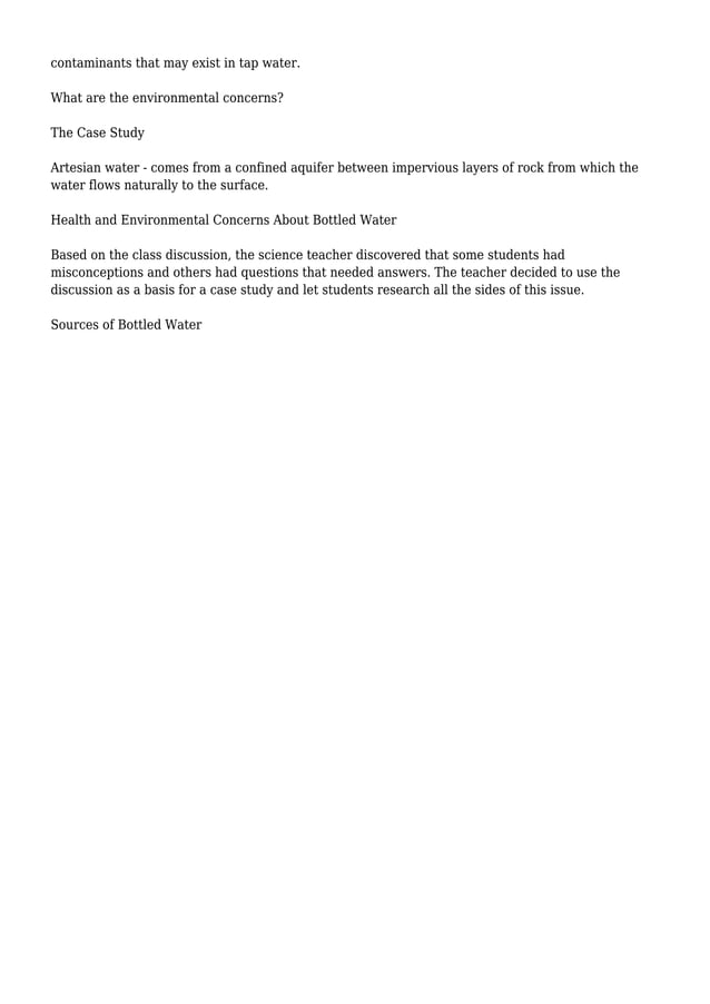 Bottled Water Versus the Environment Case Study | PDF