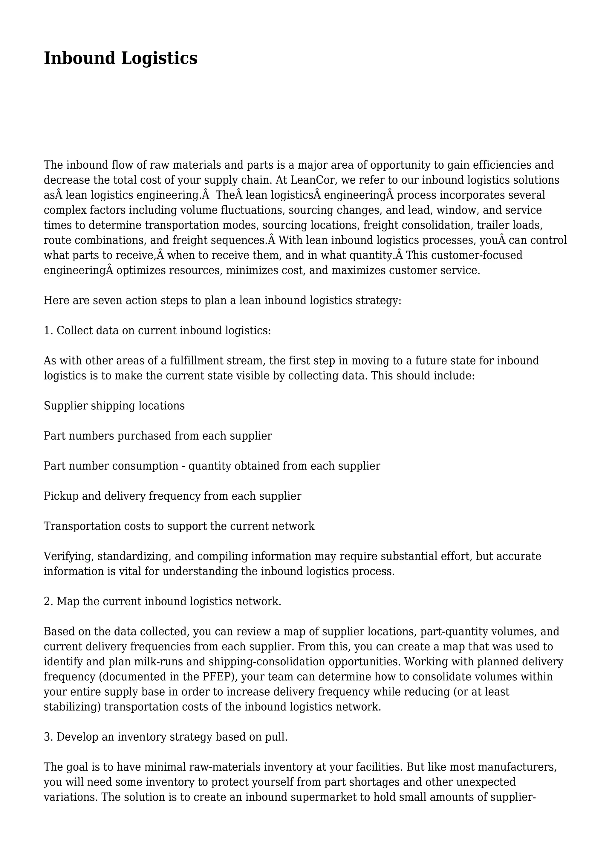 Inbound Logistics | PDF