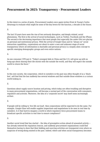 Procurement In 2025: Transparency - Procurement Leaders | PDF