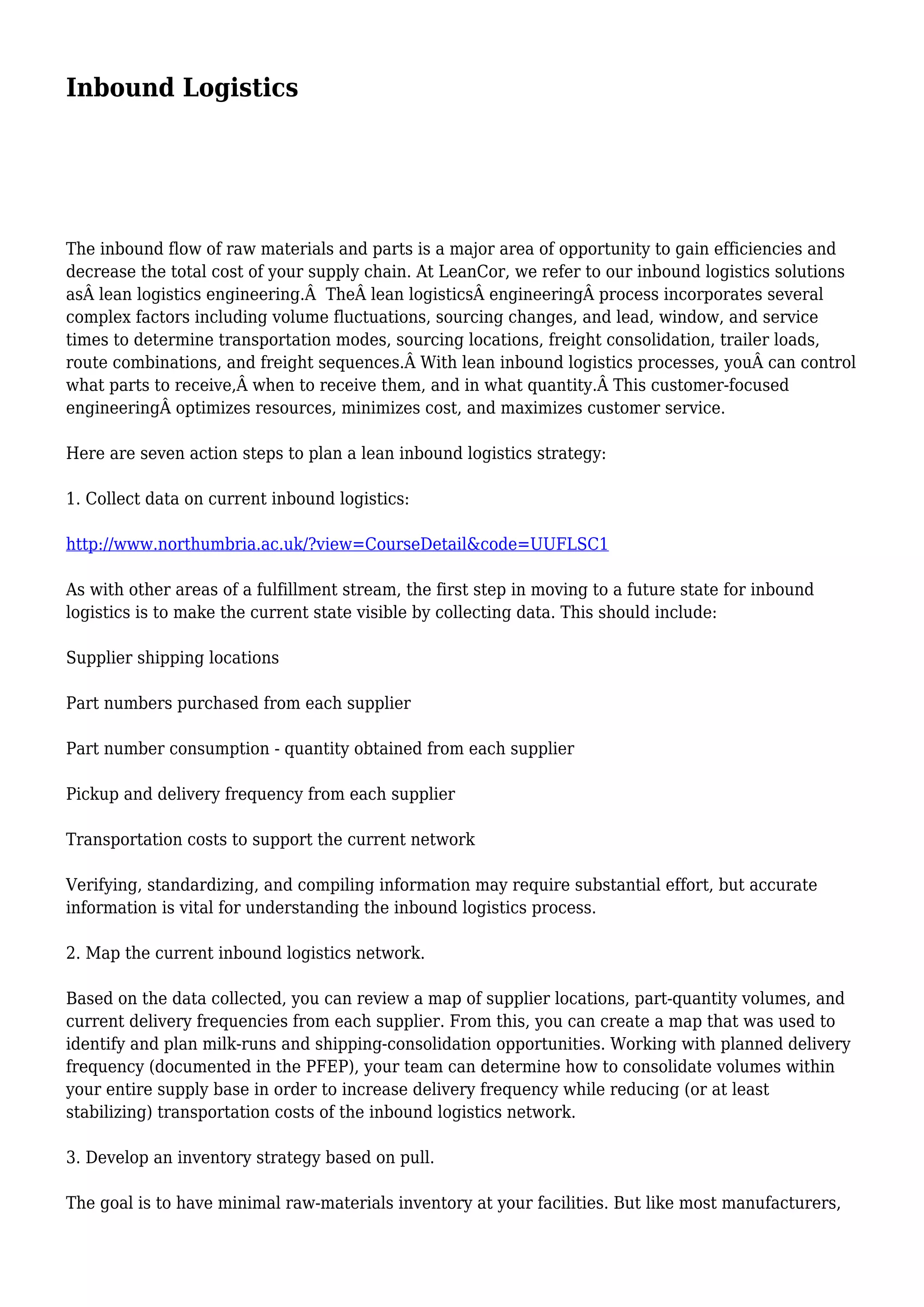 Inbound Logistics | PDF