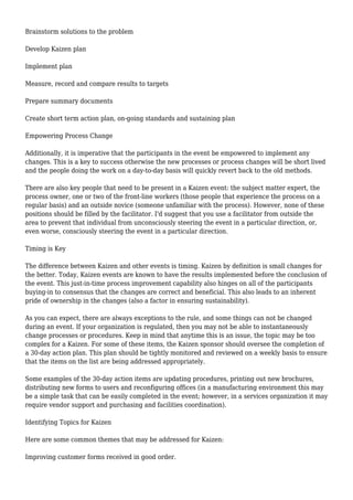 Kaizen Process & Kaizen Events | PDF