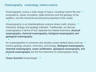 ntroduction to oceanography oceanography introduction | PPT