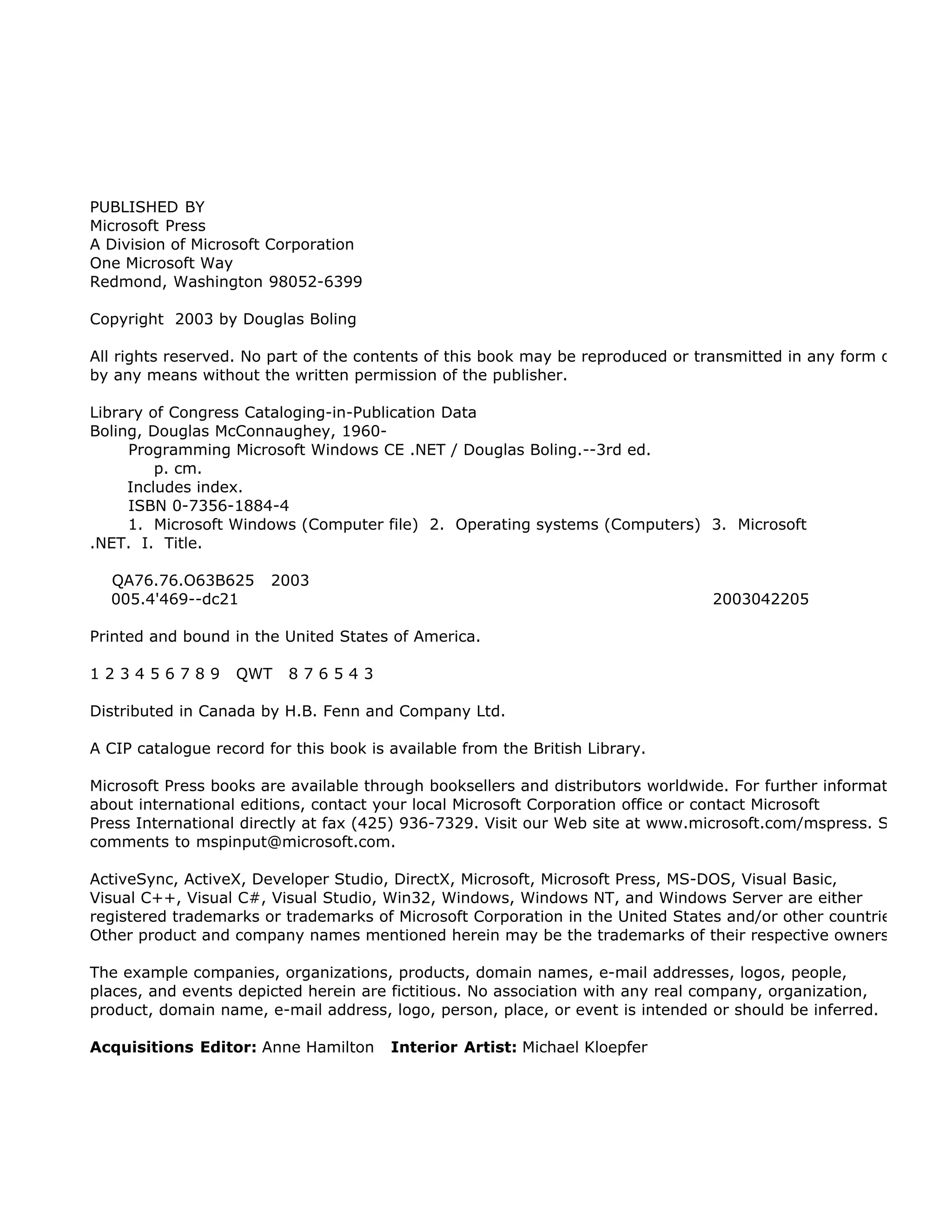 Programming Microsoft Windows CE NET 3rd Edition Douglas Boling | PDF