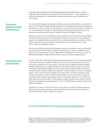 Integrated Control and Safety - Assessing the Benefits; Weighing the ...