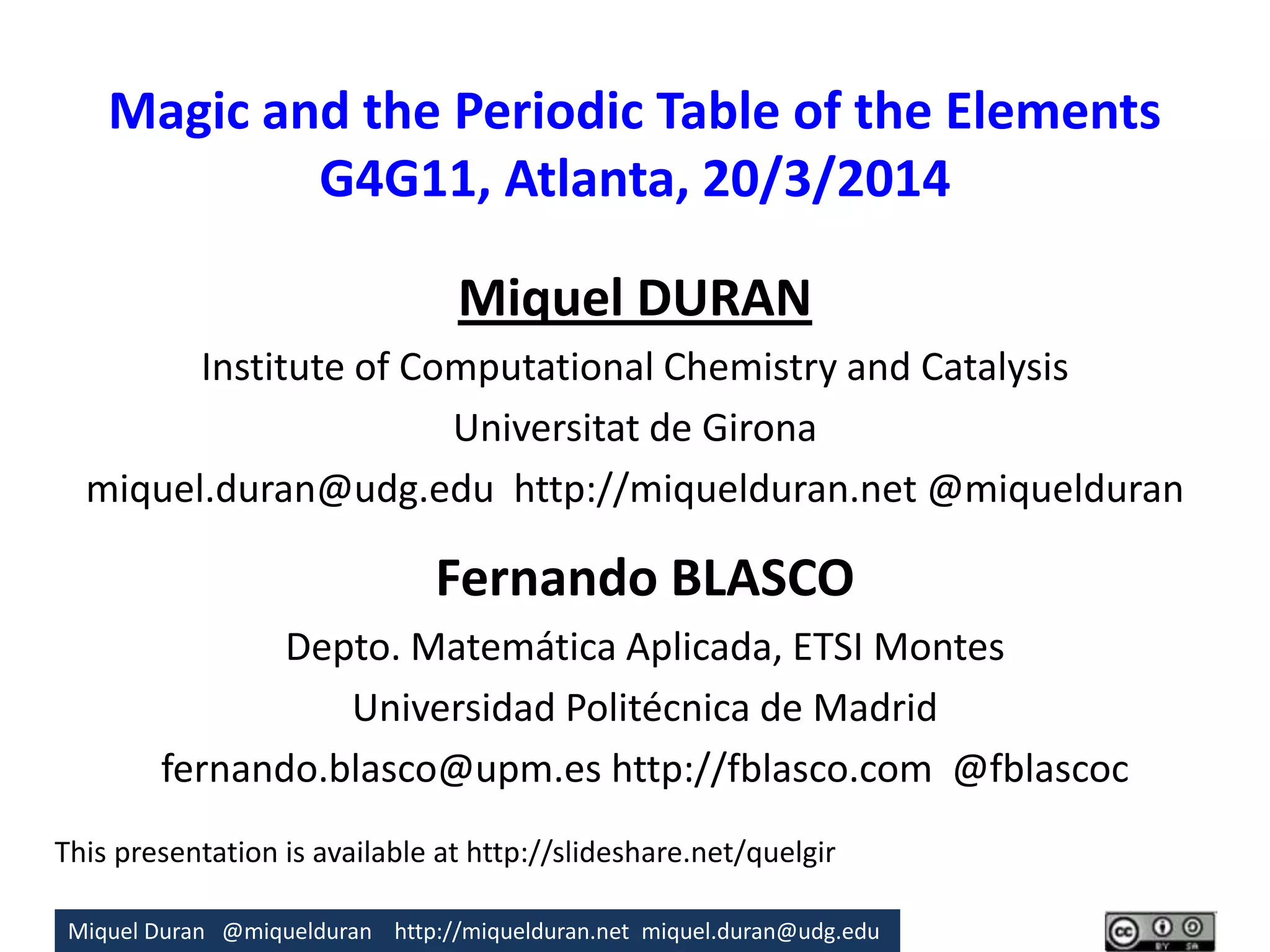 Magic and the periodic table of the elements | PPT
