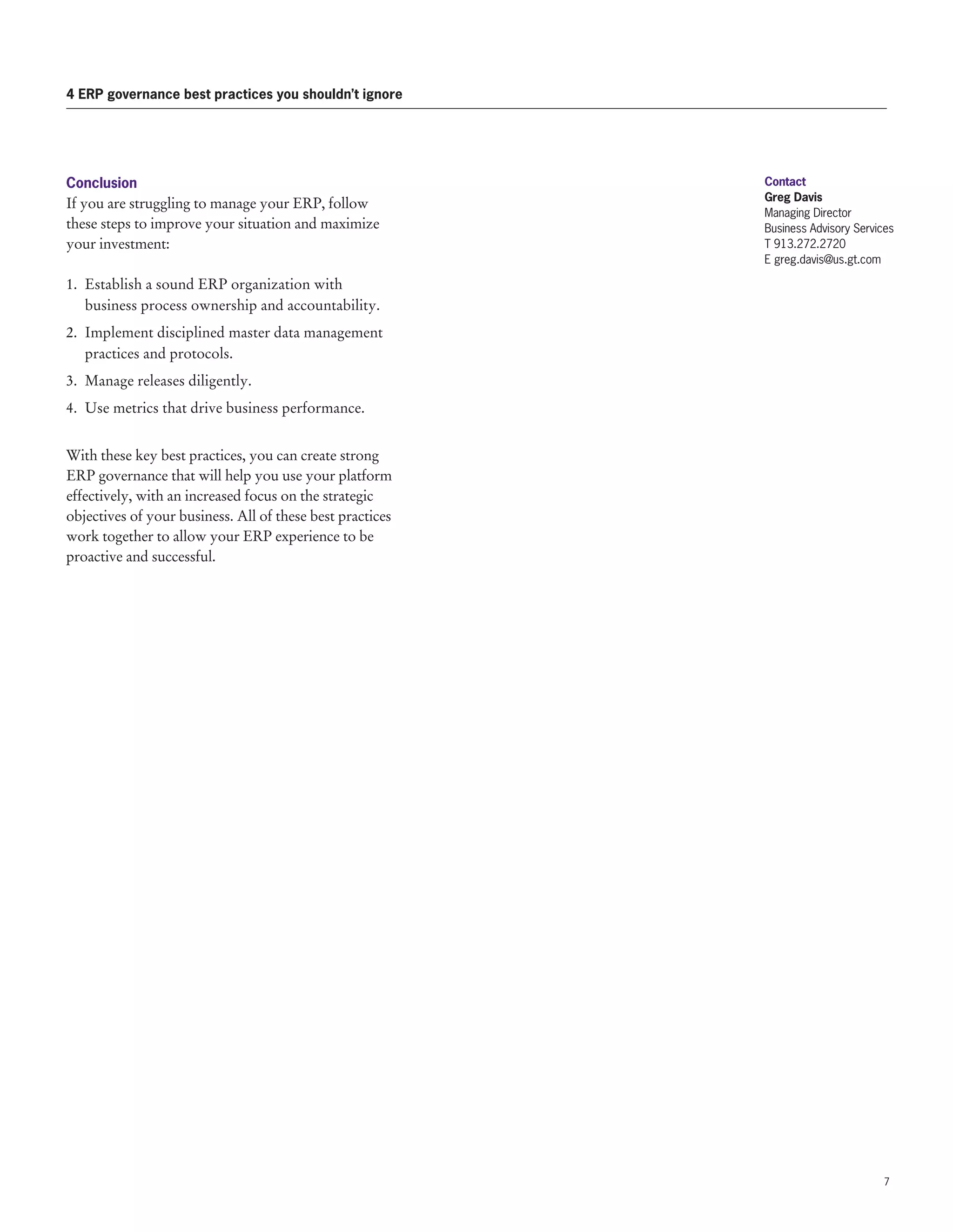 The 4 ERP governance best practices you can’t ignore | PDF ...