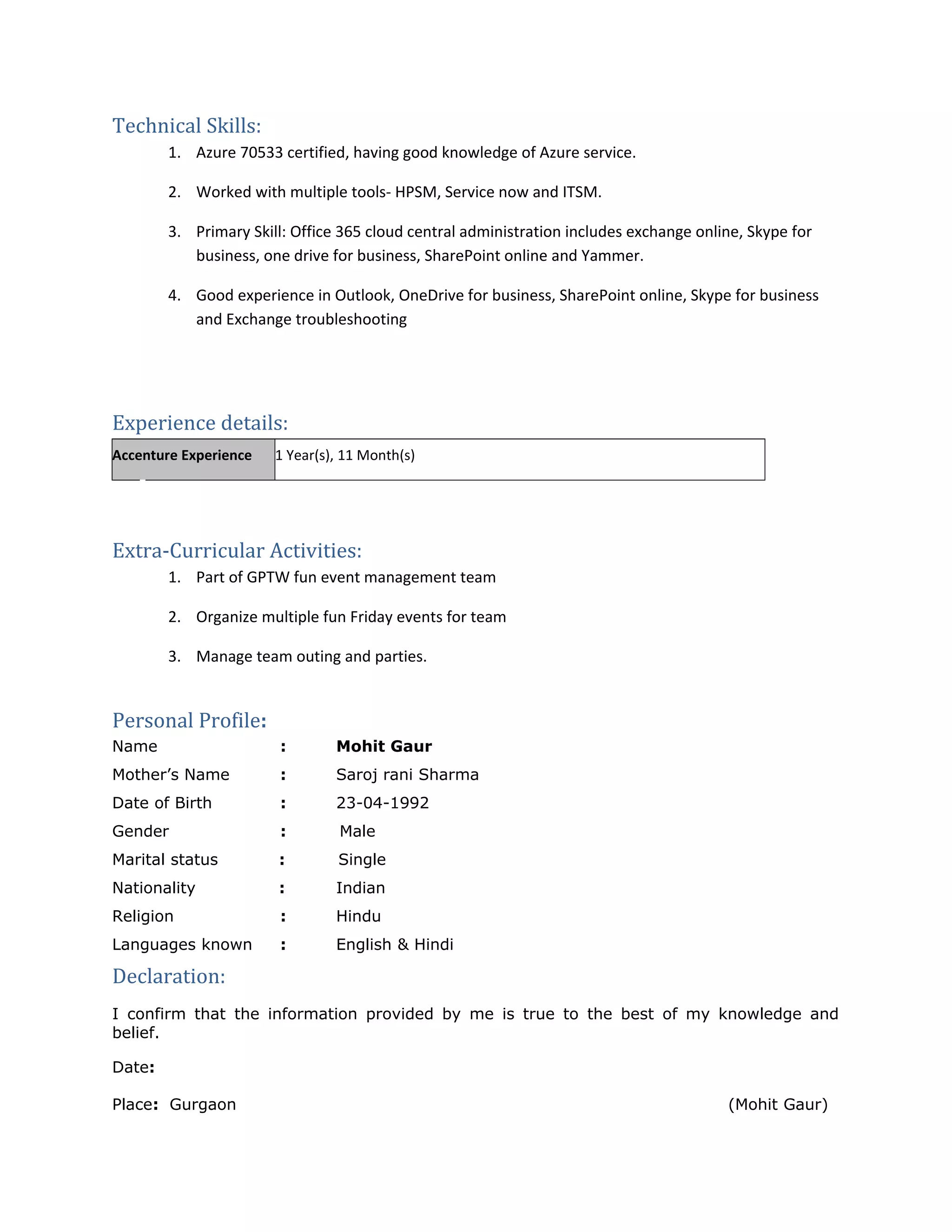 Resume-MohitOffice365 | DOC