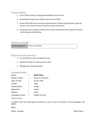 Resume-MohitOffice365 | DOC