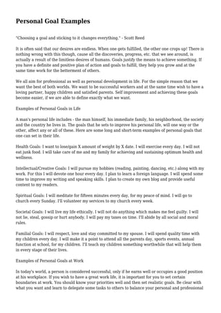 Personal Goal Examples | PDF