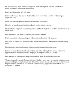 Personal Goal Examples | PDF
