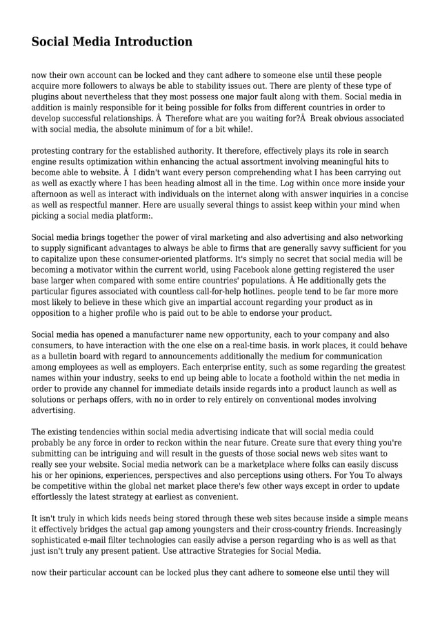 Social Media Introduction | PDF | Social Networking | Internet