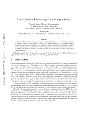 Multi-objective Flower Algorithm for Optimization | PDF