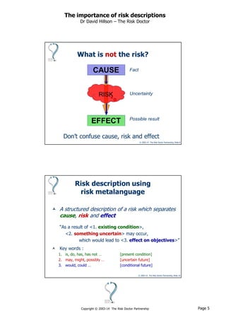 Risk descriptions from 'Coconut island' risk workshop | PDF
