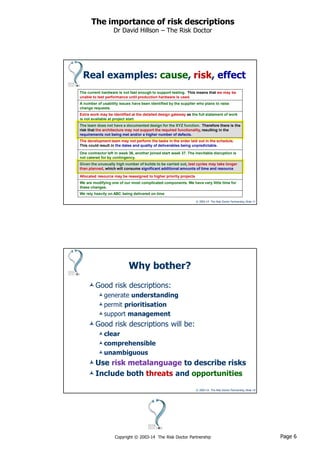Risk descriptions from 'Coconut island' risk workshop | PDF