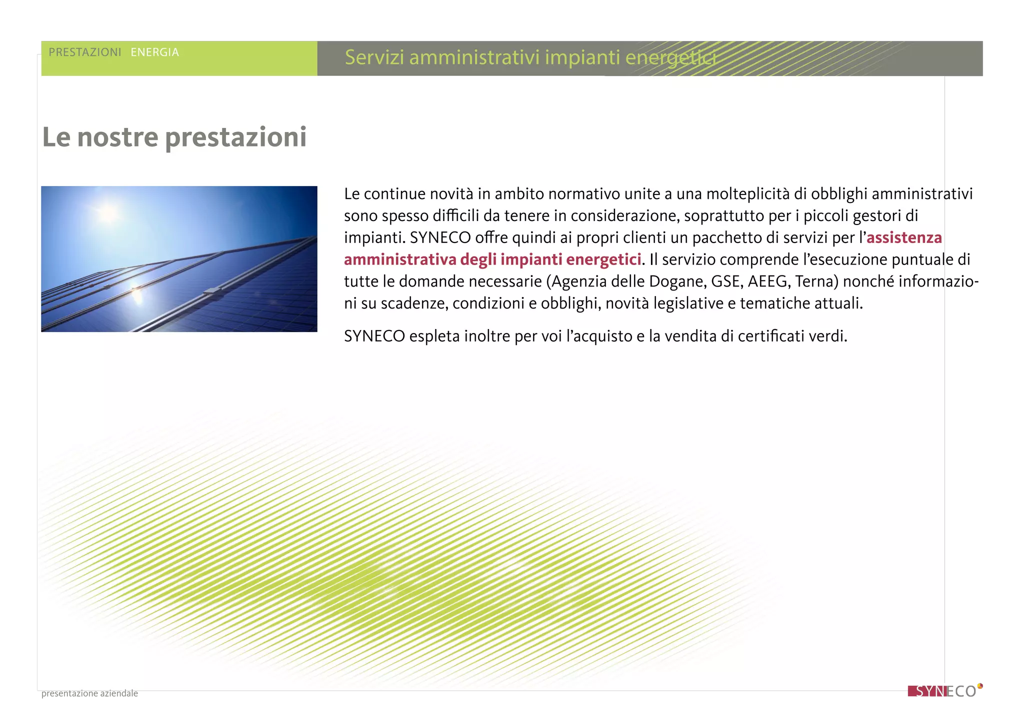 SYNECO Prestazioni Energia | PPT