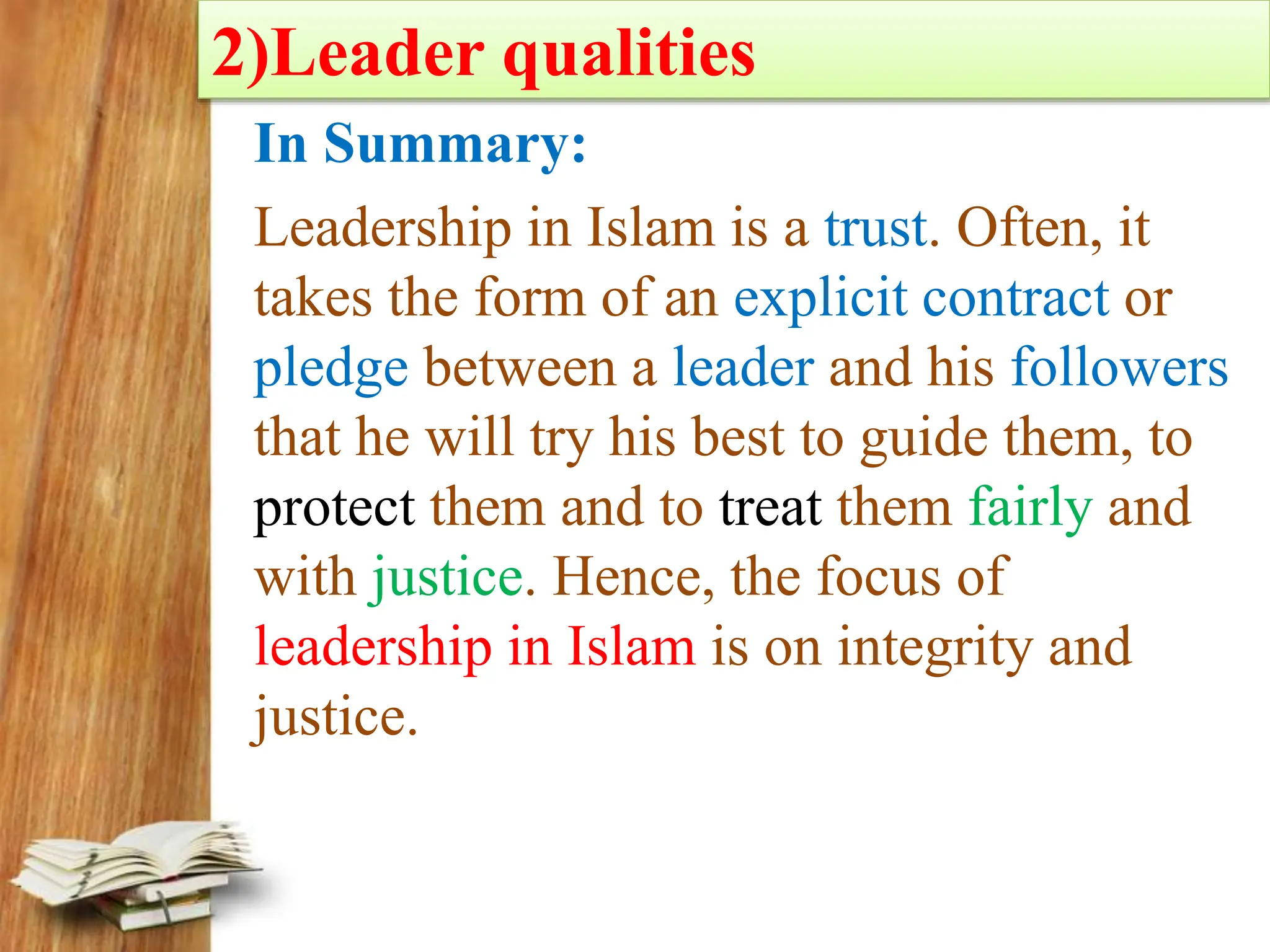 Leadership in the Islamic Perspective by Prof | PPT