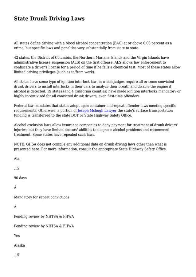 State Drunk Driving Laws | PDF