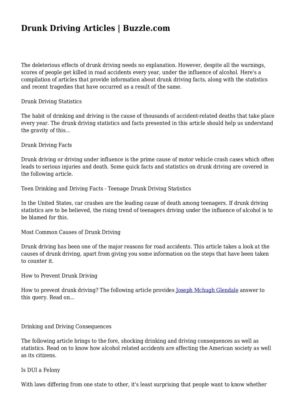 Drunk Driving Articles | Buzzle.com