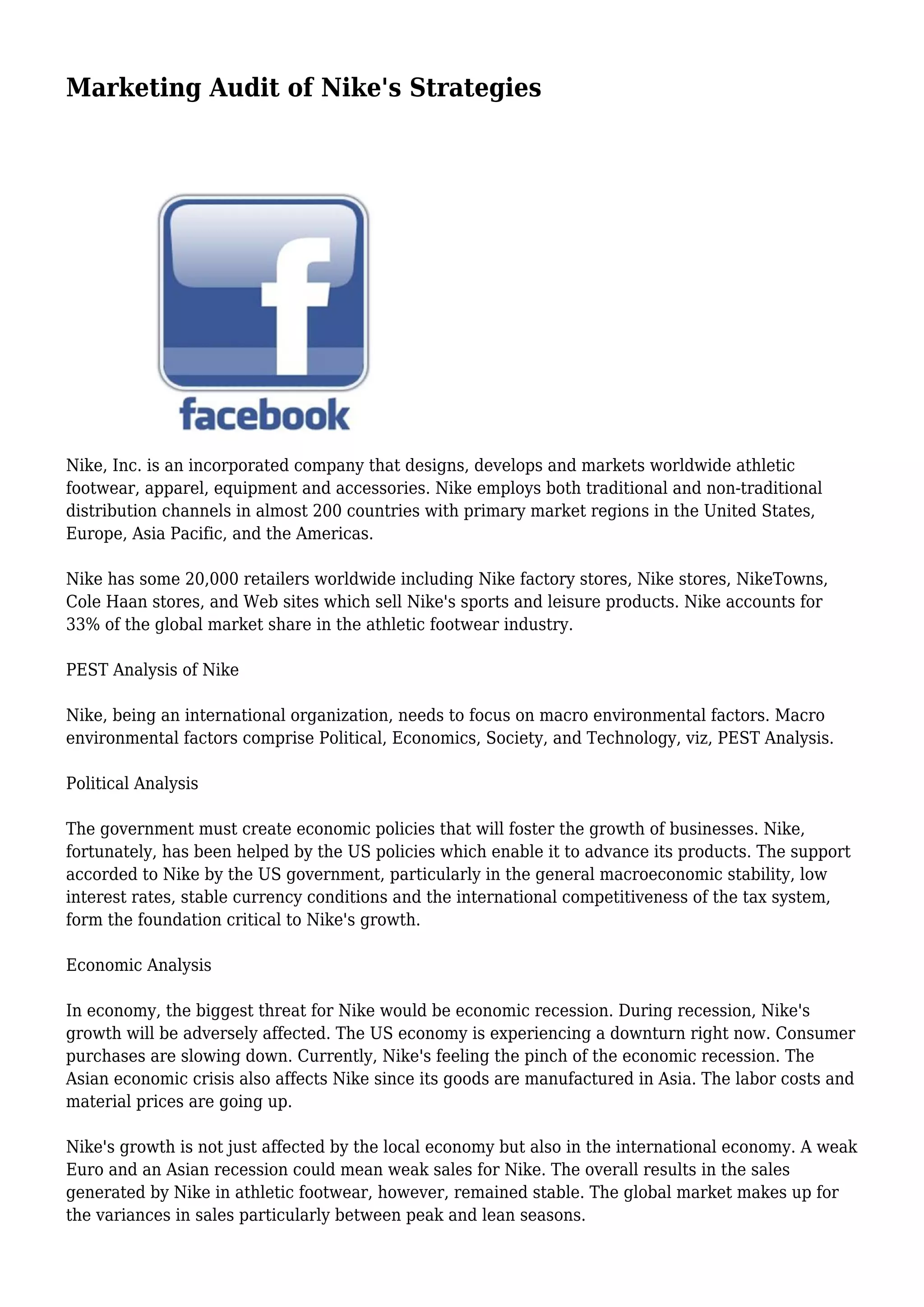 Marketing Audit of Nike's Strategies | PDF