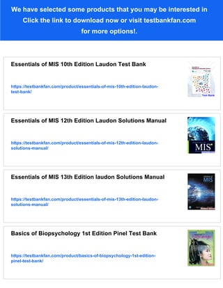 Essentials of MIS 10th Edition Laudon Solutions Manual | PDF