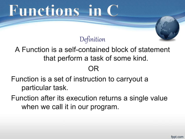 functions in C and types | PPT