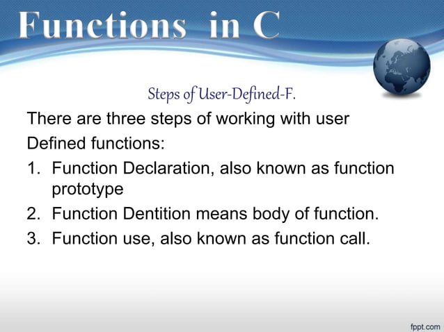 functions in C and types | PPT