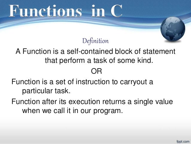 functions in C and types