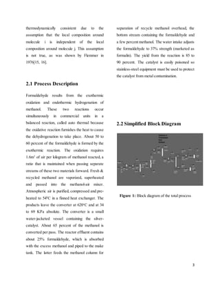 Simulation of Formaldehyde Production Process | DOCX