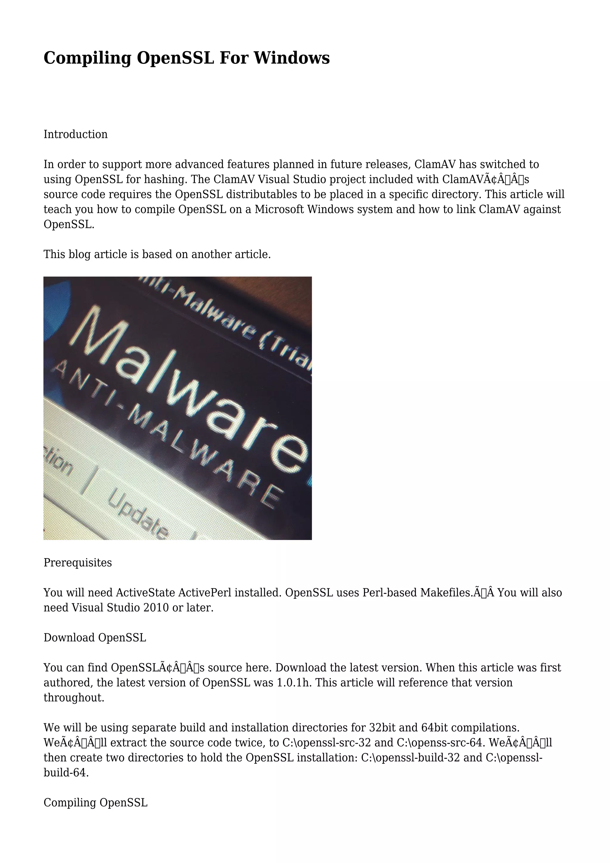 Compiling Openssl For Windows Pdf