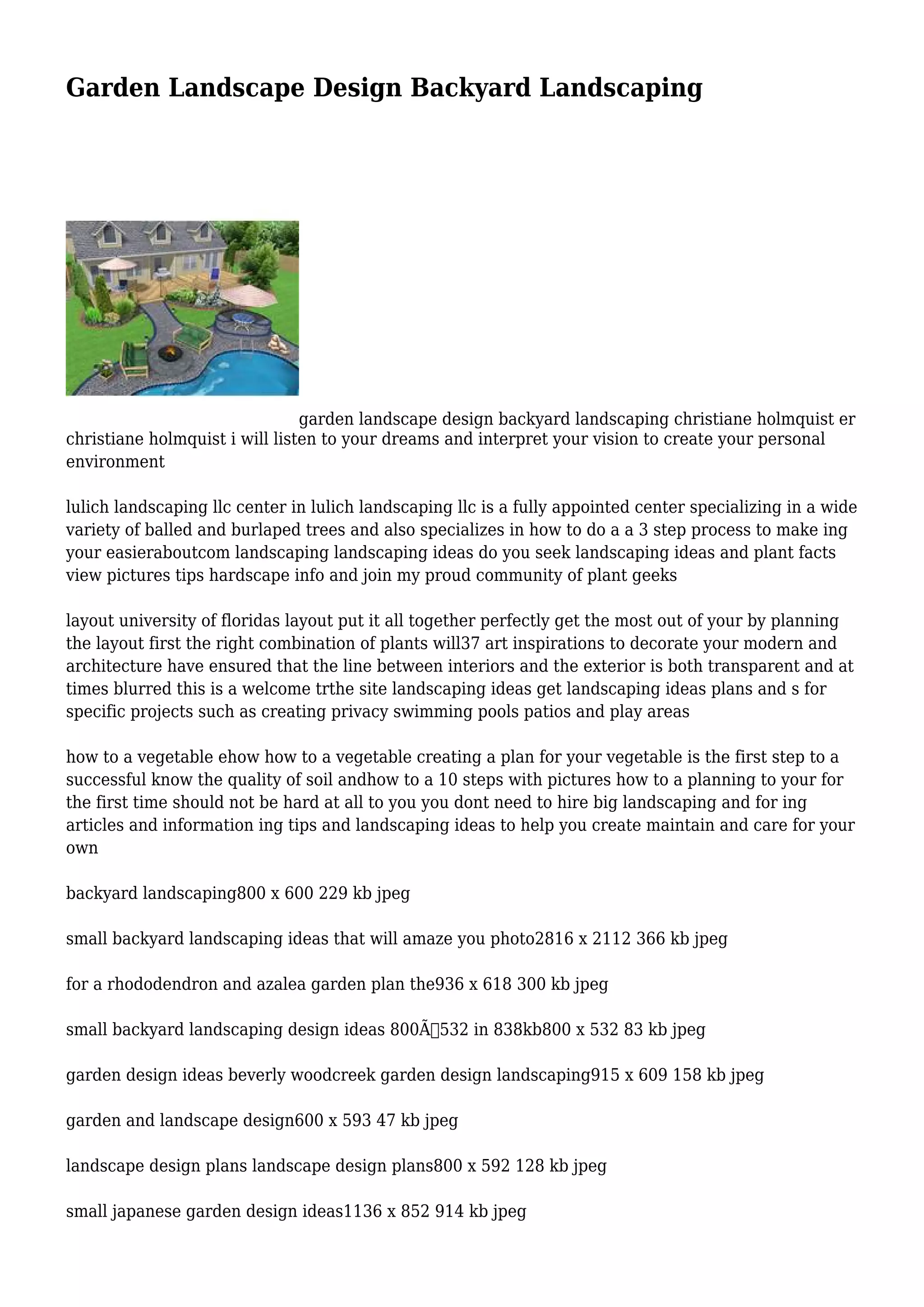 Garden Landscape Design Backyard Landscaping | PDF