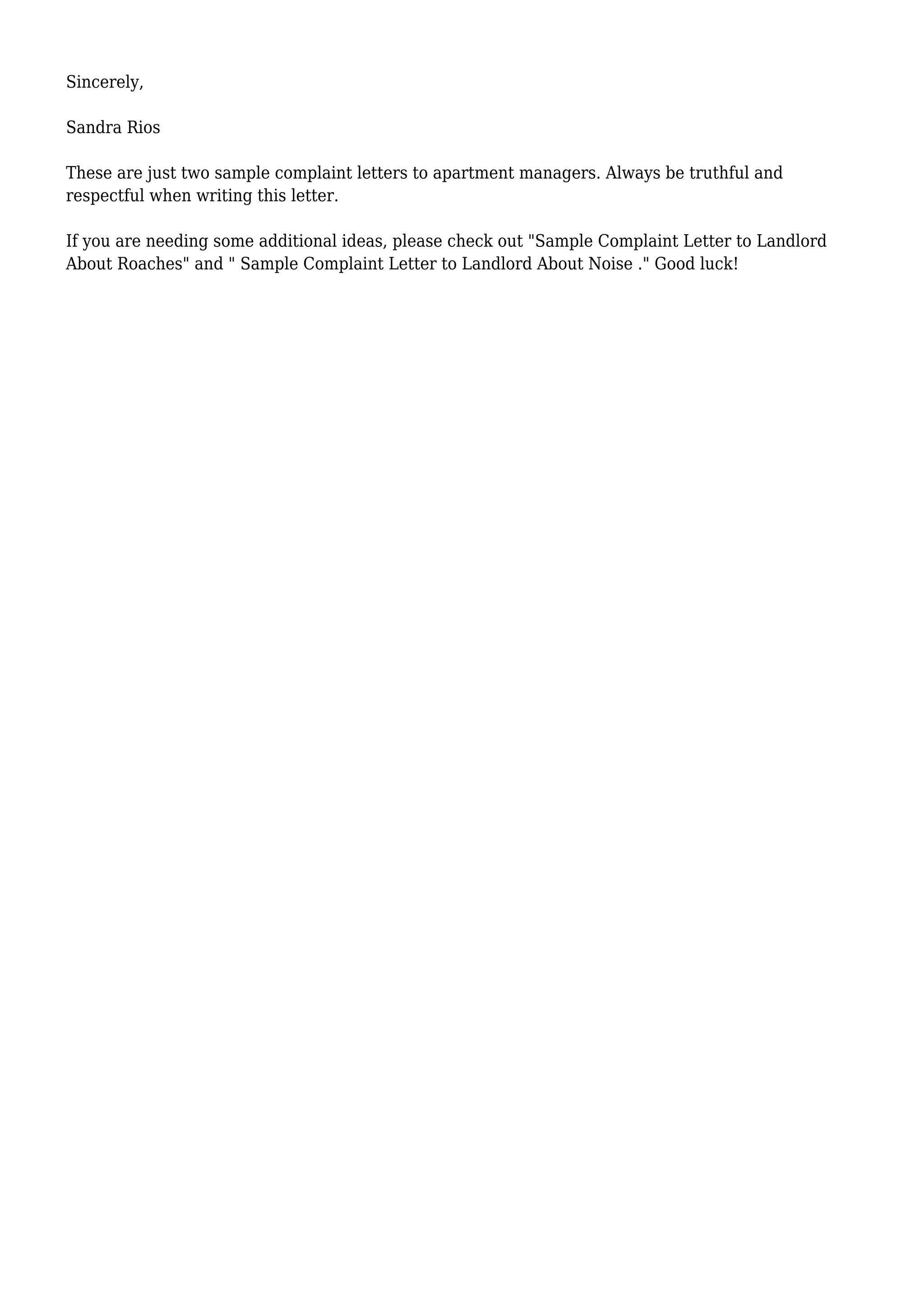 Sample Complaint Letter to Landlord About Repairs - Yahoo Voices | PDF