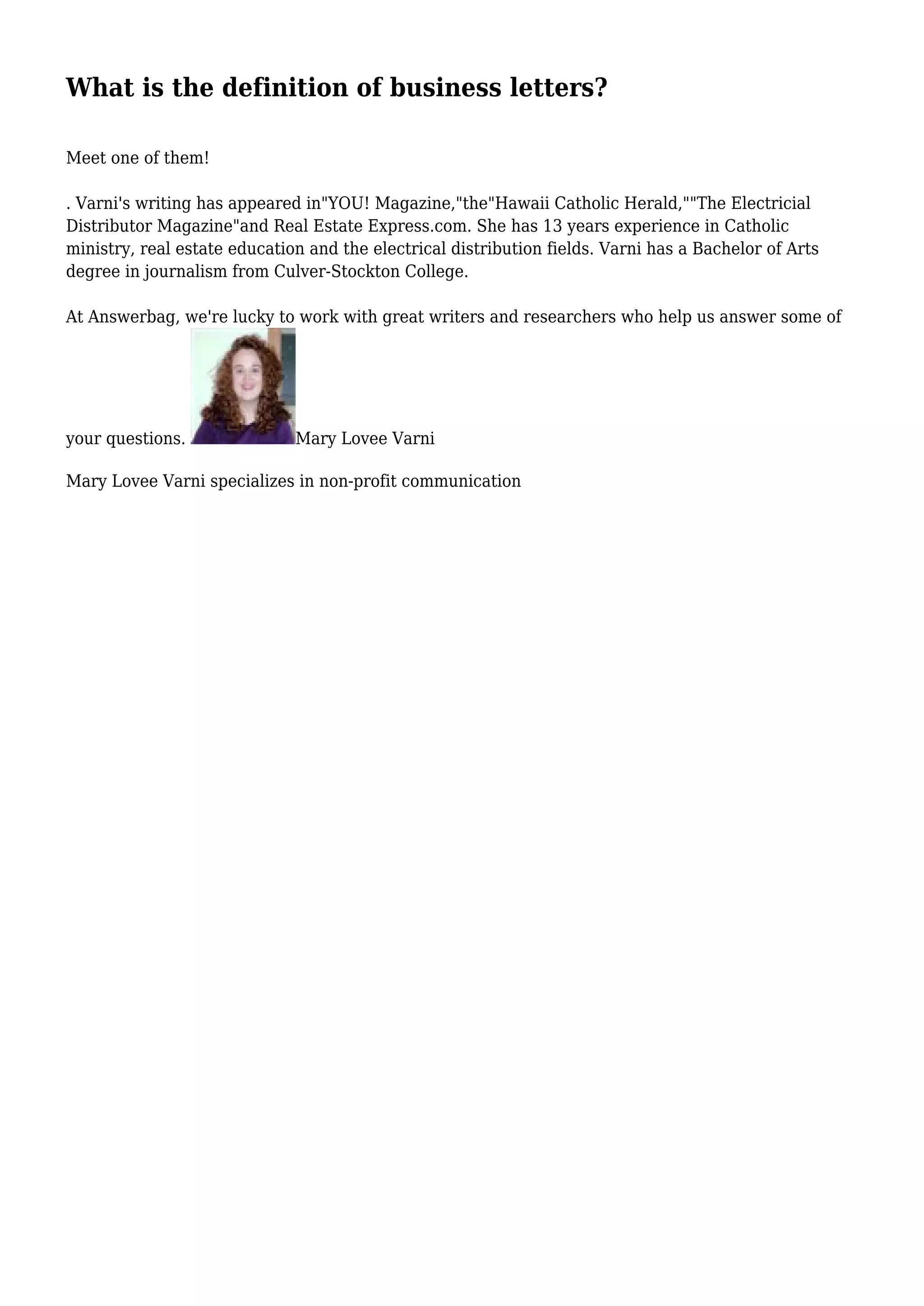 What is the definition of business letters? | PDF